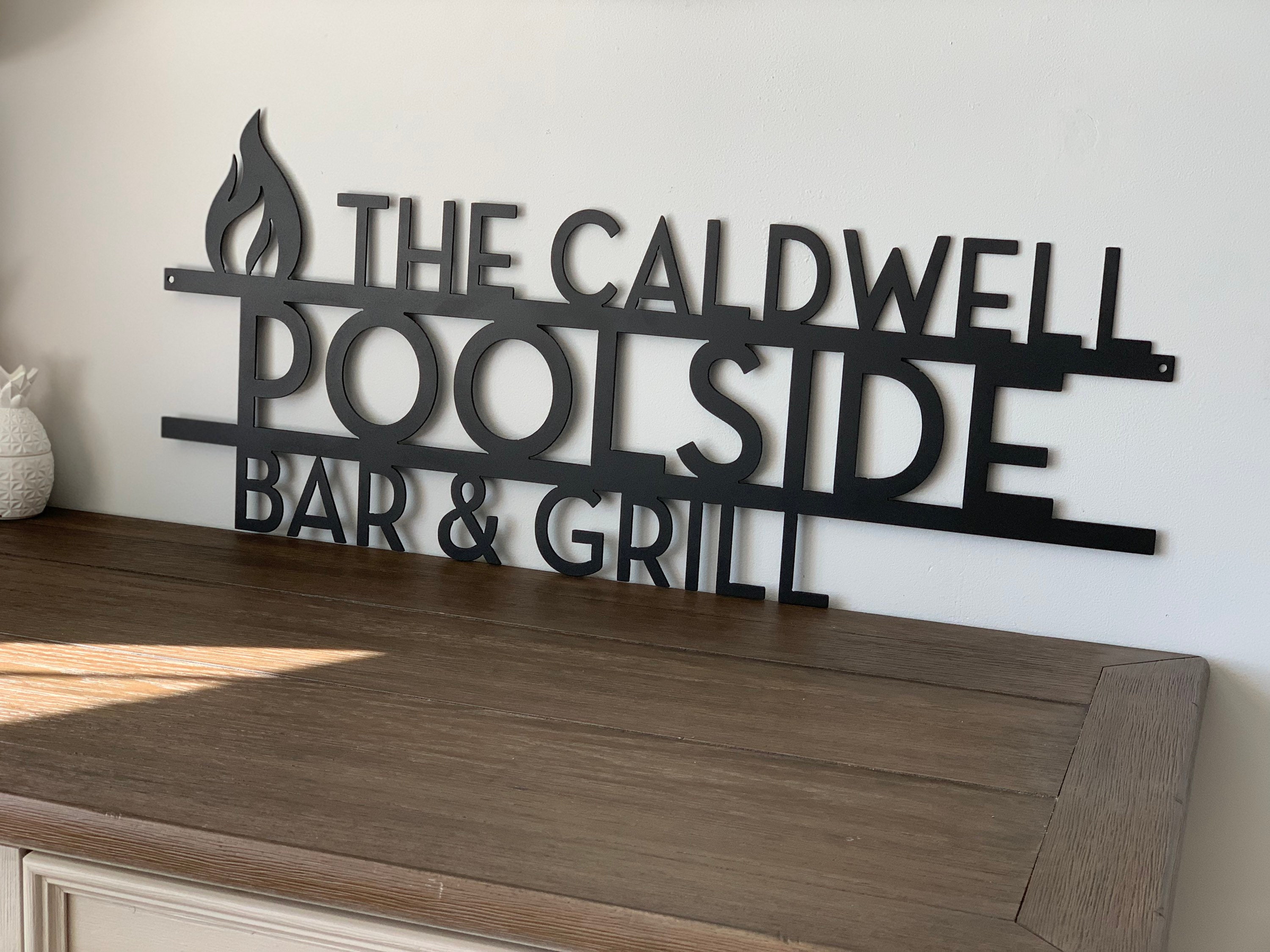 Personalized Bar & Grill Sign Metal Wall Art Outdoor Patio - Etsy