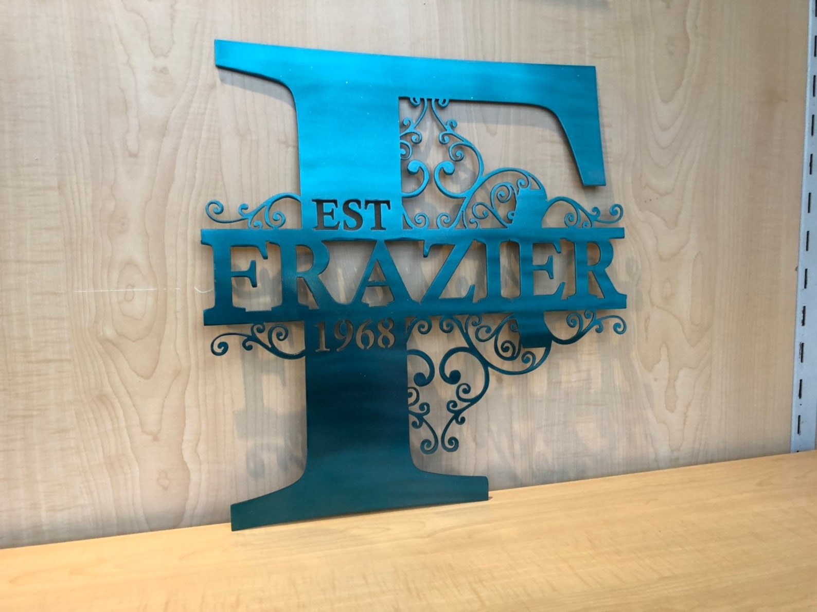 Scroll Monogram Initial Outdoor Metal Wall Art With Custom - Etsy