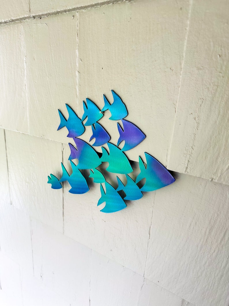 Metal School of Fish Wall Art: Sparkle Finish, Beach House Decor - Etsy