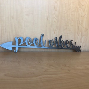 Pool Vibes Metal Wall Art Sign on Arrow With Powder Coat - Etsy