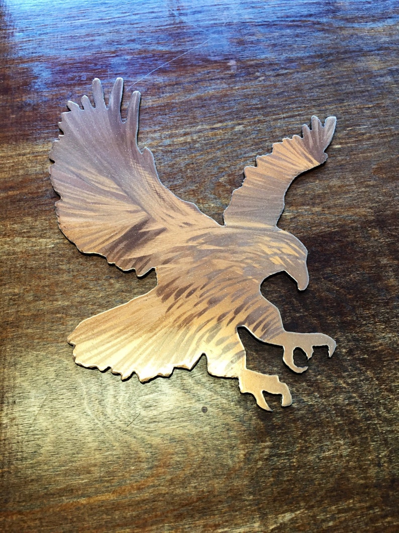 Flying Eagle Metal Wall Art With Feather Grind Pattern - Etsy