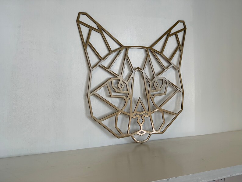 Geometric Cat Face Metal Wall Art - Etsy