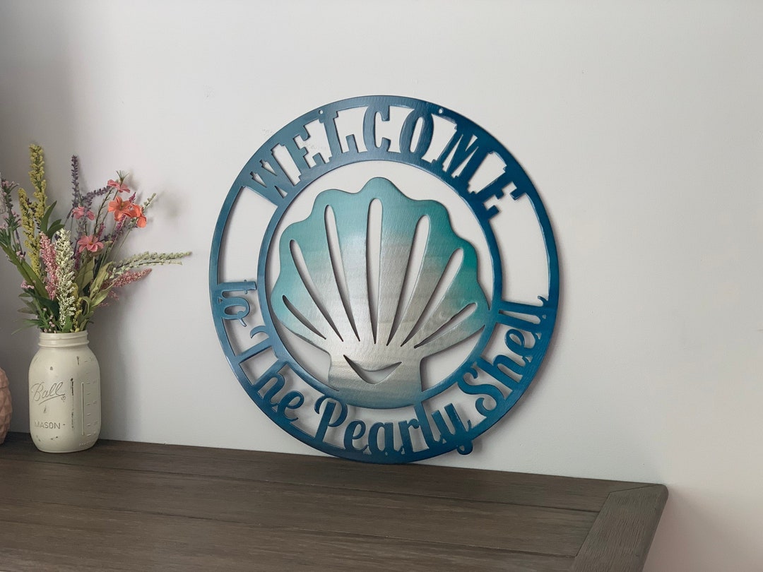 Personalized Seashell Metal Wall Art Sign - Customizable Weatherproof ...
