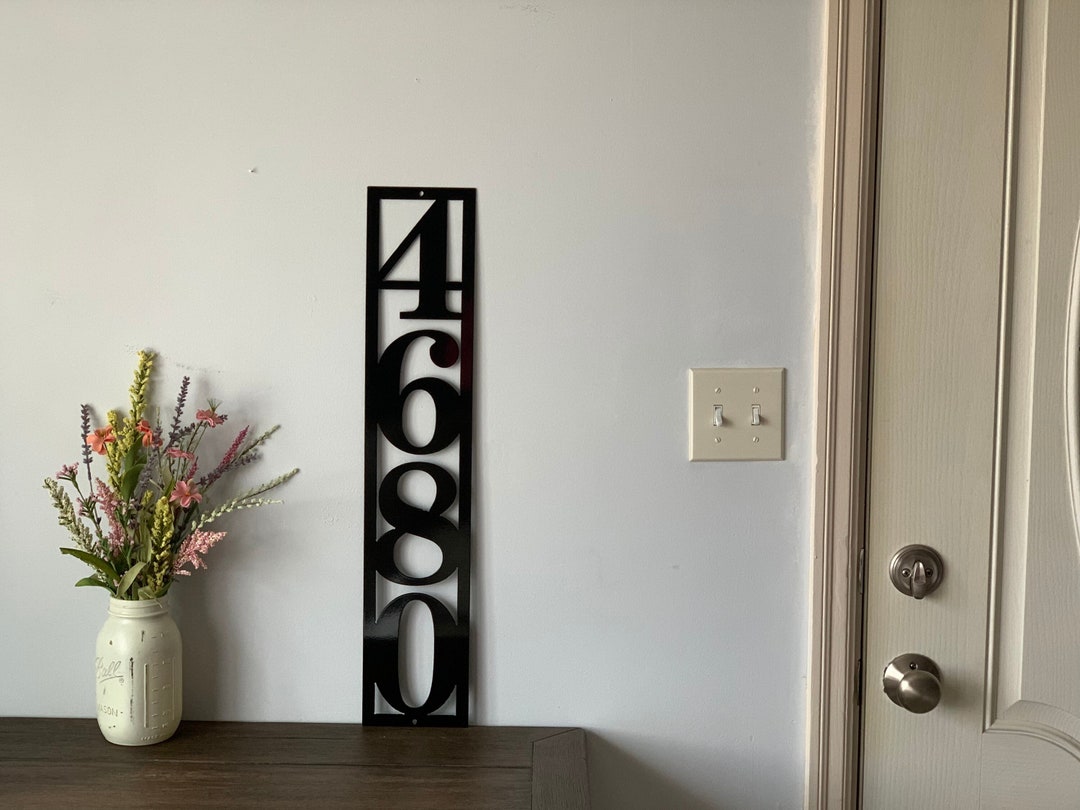 Vertical Metal Address Sign With Powder Coat | House Numbers - Etsy