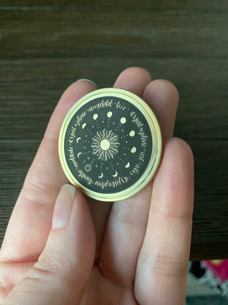 Moon Phase Engraved Brass Challenge Coin • Mystical Eye • Astrology ...
