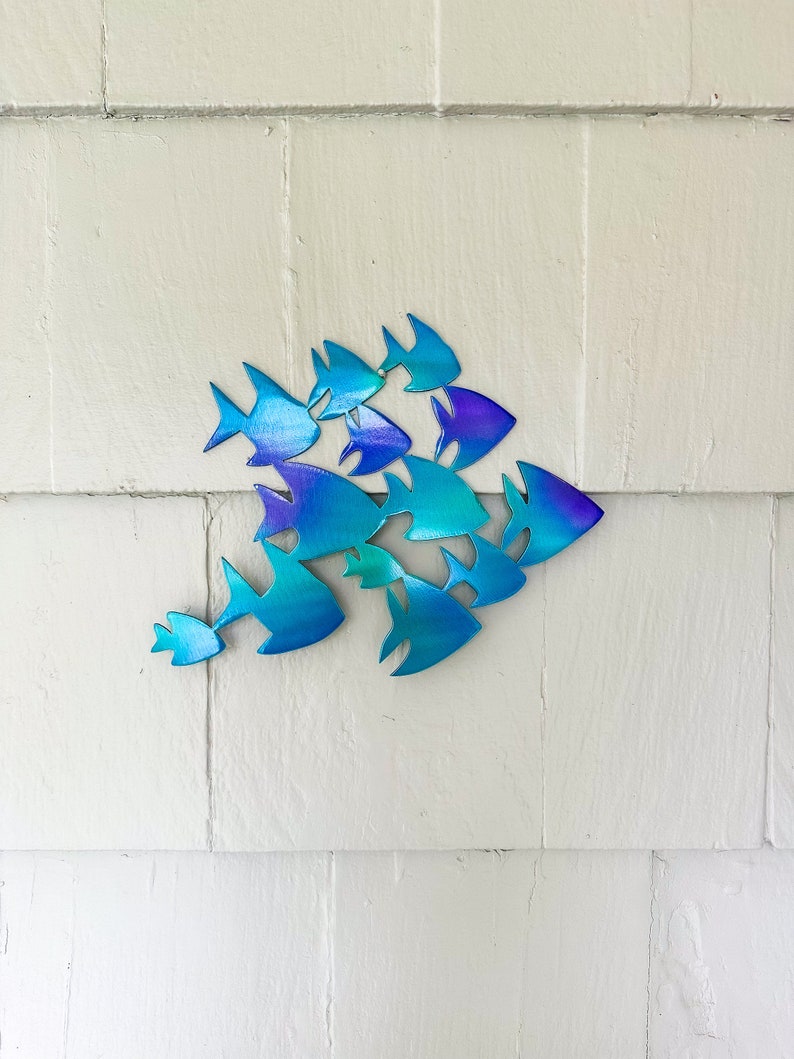 Metal School of Fish Wall Art: Sparkle Finish, Beach House Decor - Etsy