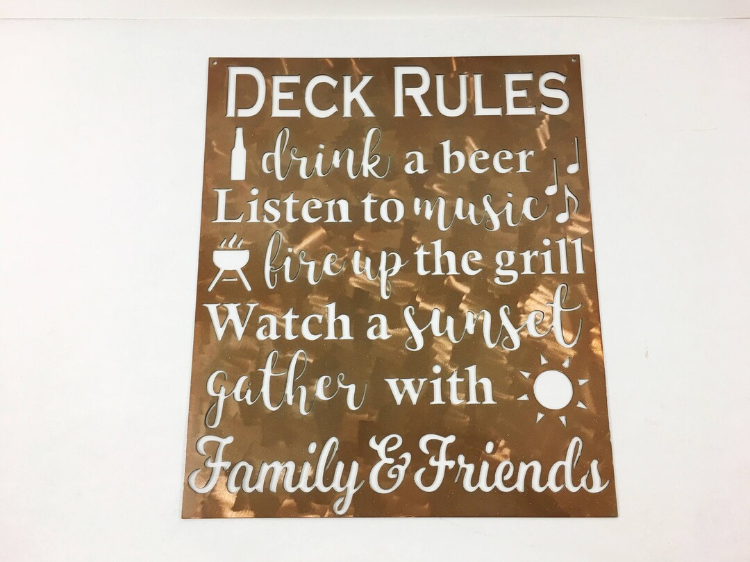 Deck Rules Metal Wall Art Outdoor Sign - Funny, Durable, Quality Home ...