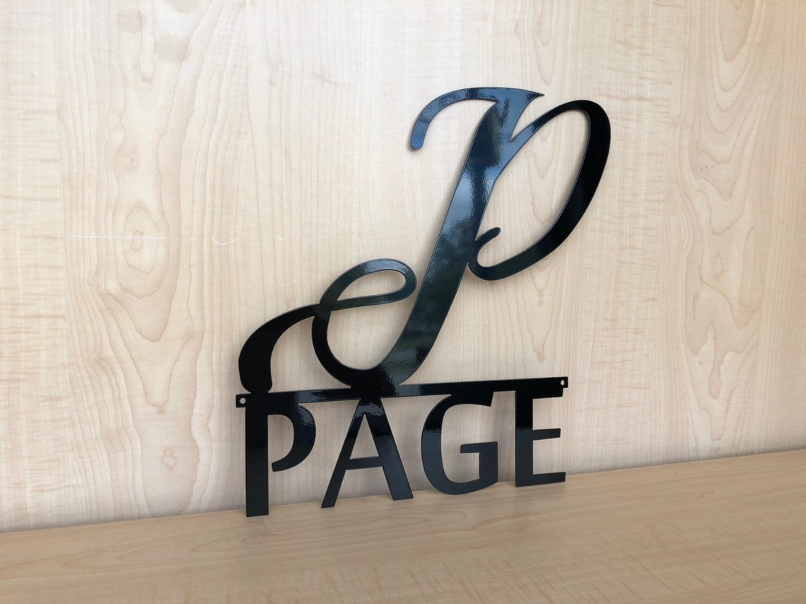 Modern Metal Monogram With Initial and Last Name | Etsy