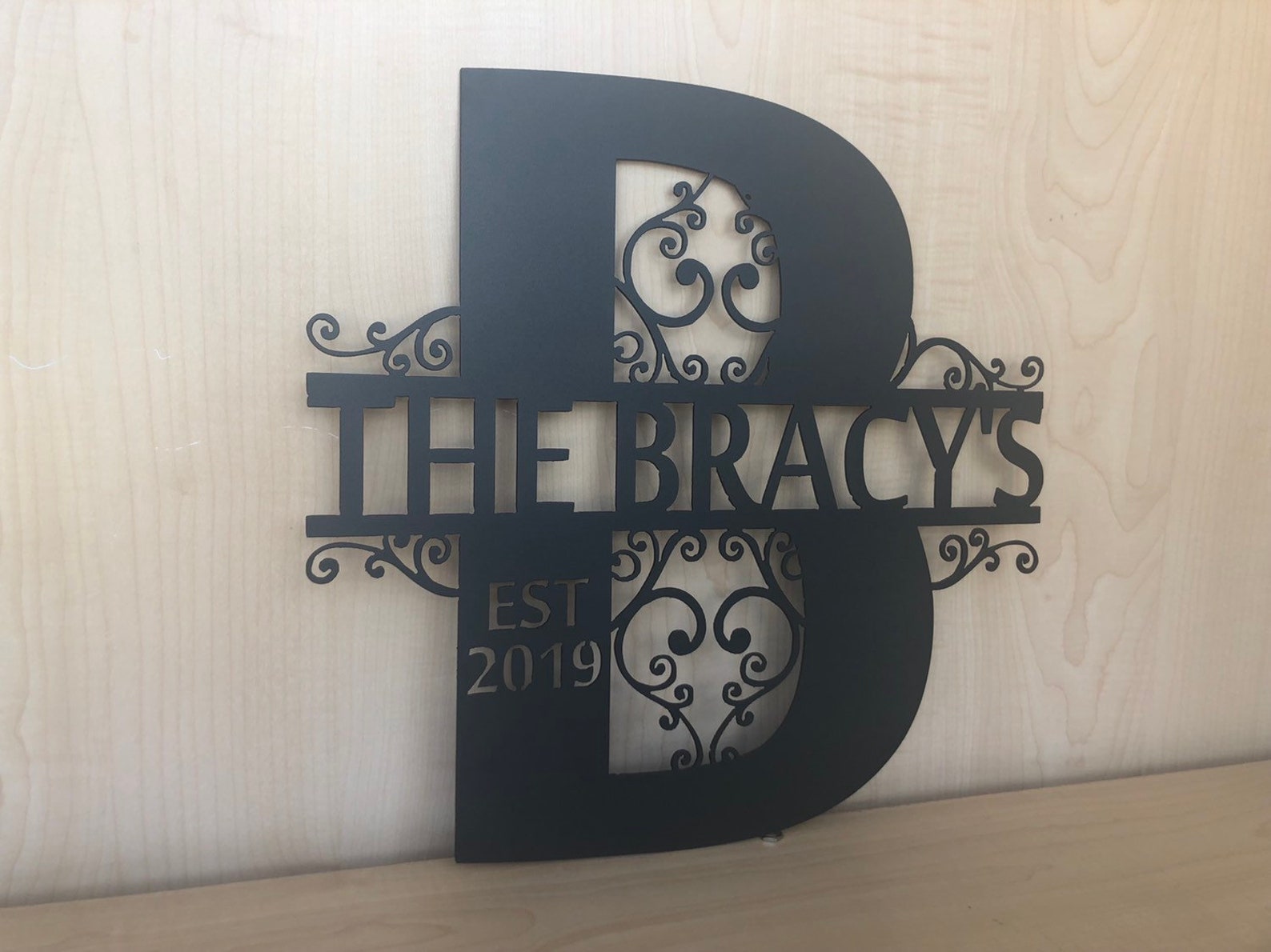 Scroll Monogram Initial Outdoor Metal Wall Art With Custom - Etsy