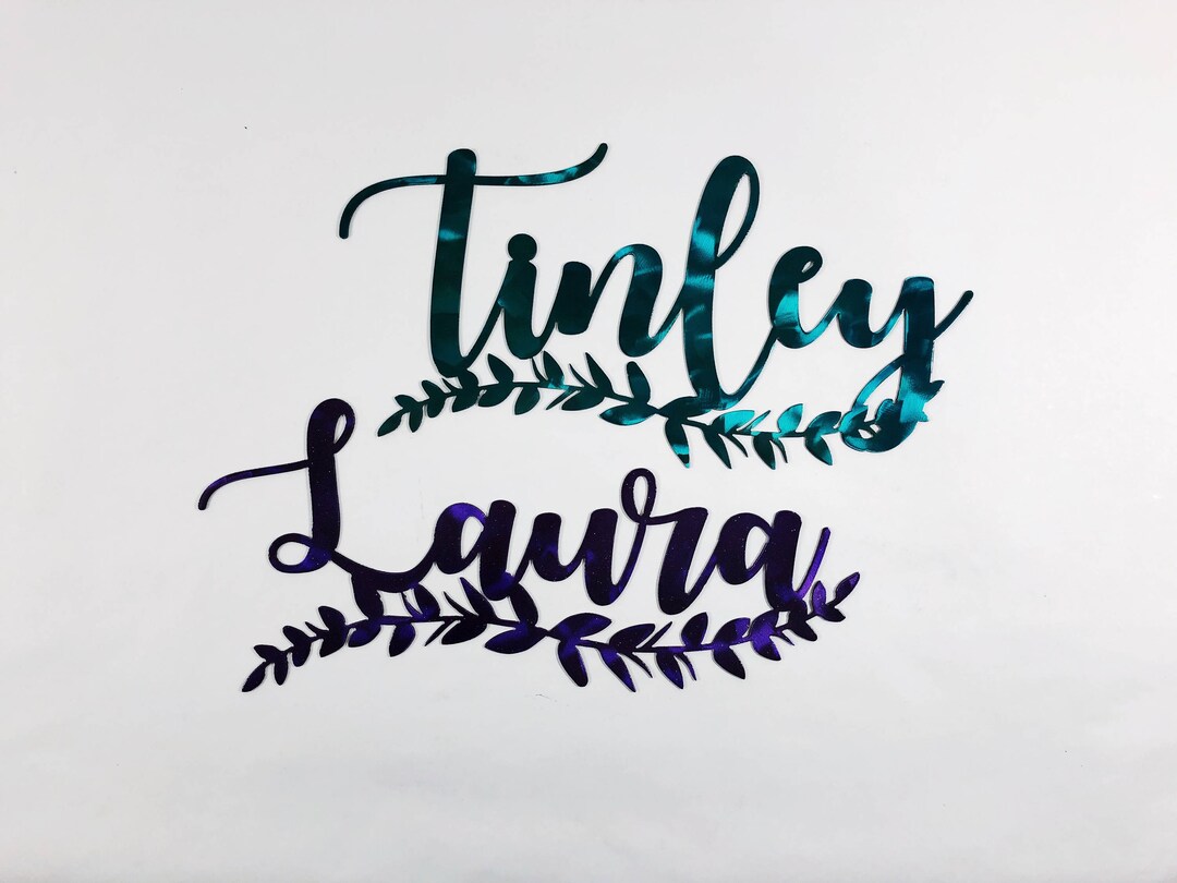 Personalized Metal Name Wall Art in Script With Leaf Accent - Etsy