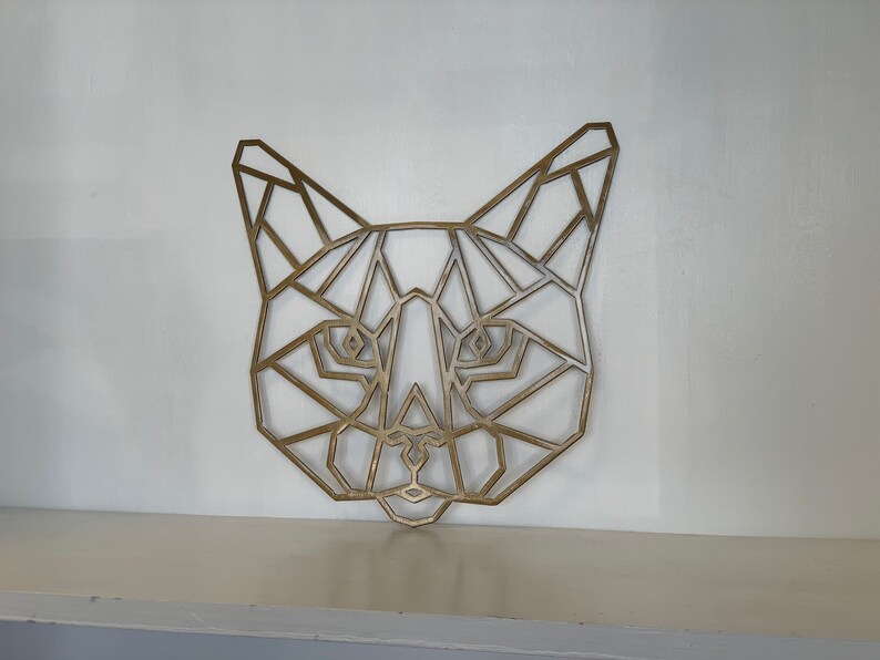Geometric Cat Face Metal Wall Art - Etsy