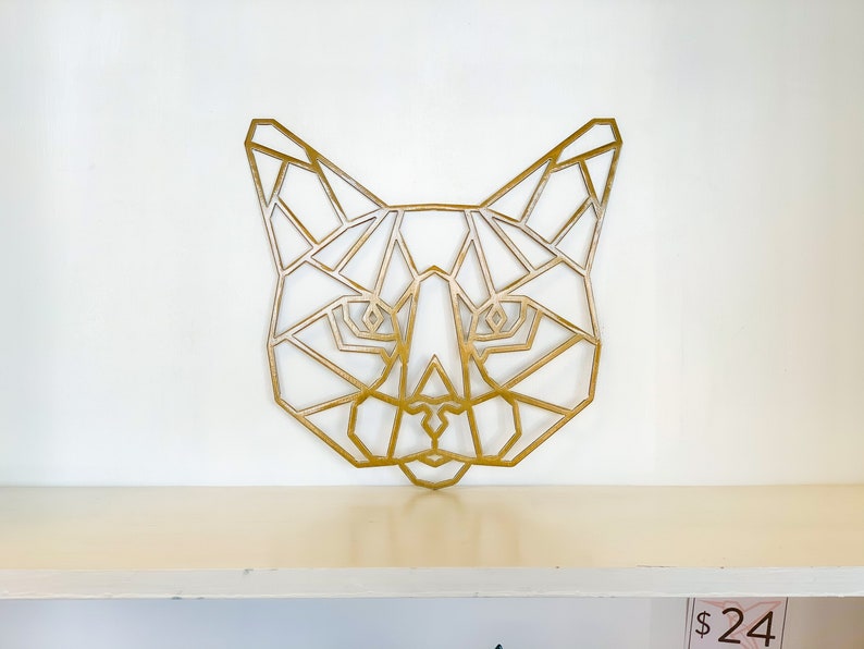 Geometric Cat Face Metal Wall Art - Etsy