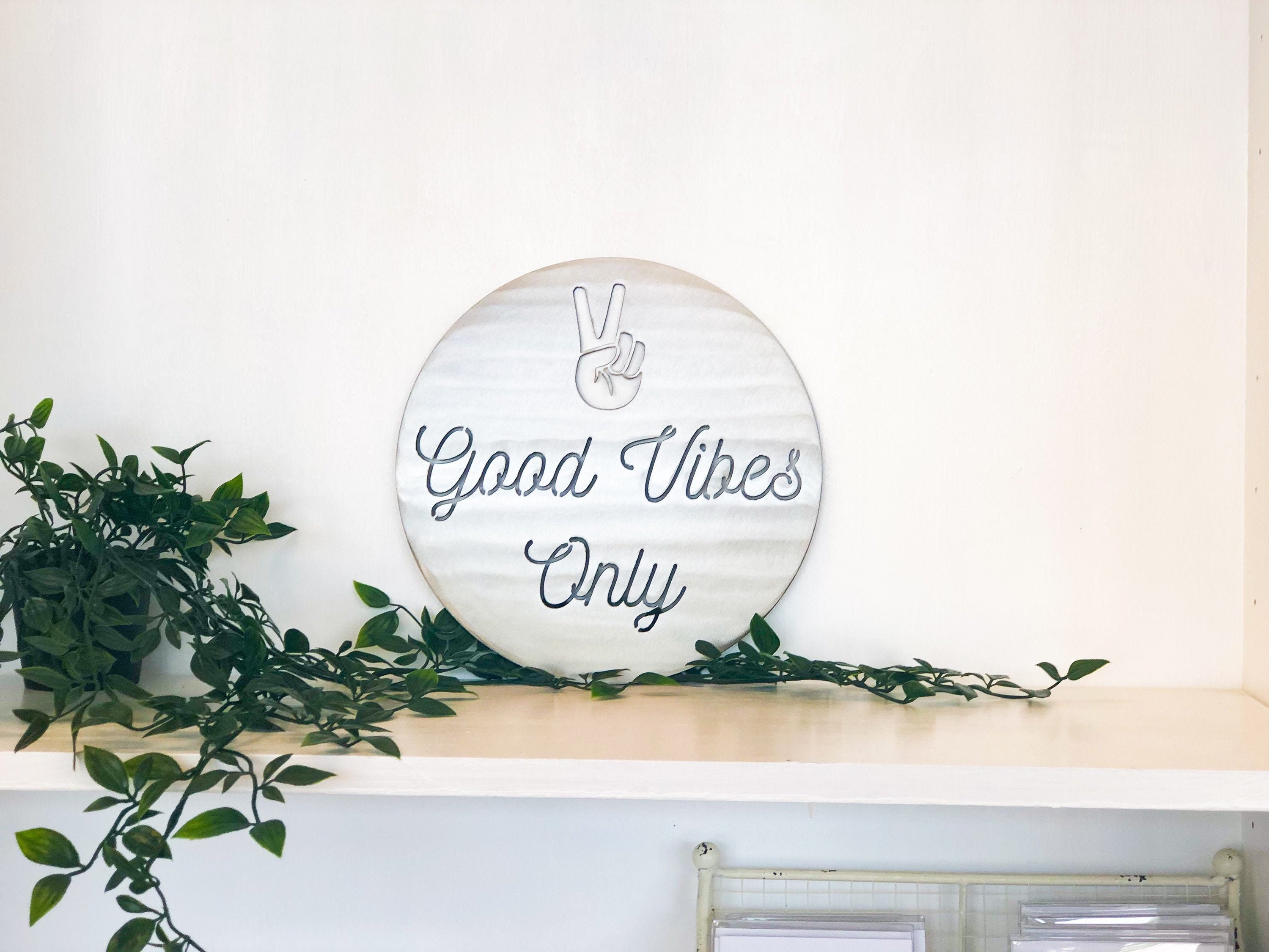 Good Vibes Only With Peace Sign Metal Wall Art - Etsy