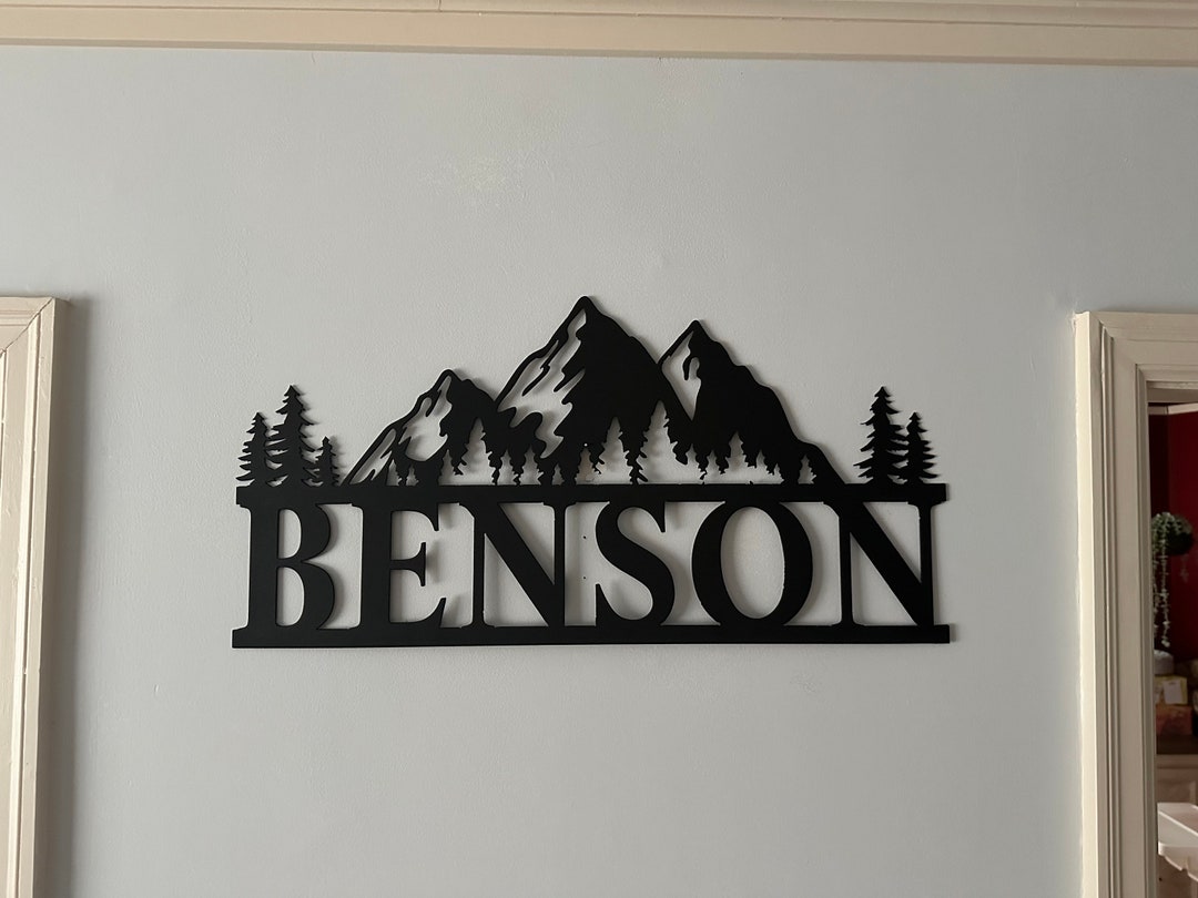 Personalized Mountain Metal Wall Art: Family Name Welcome Sign - Etsy