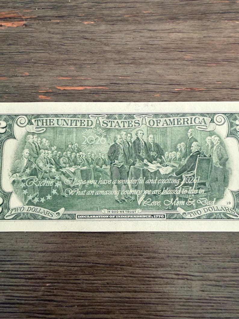 Personalized Two Dollar Bill Gift: 250th Anniversary Commemorative Bill ...