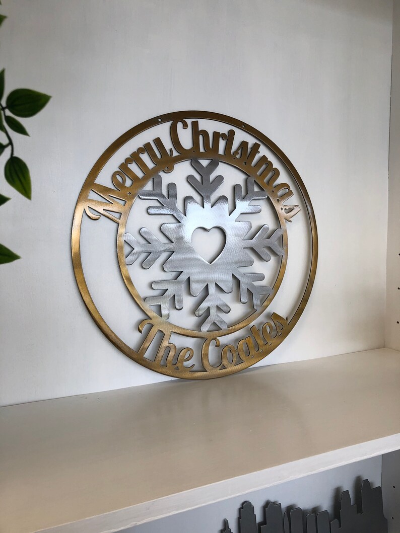 Personalized Merry Christmas Metal Snowflake Sign: Weatherproof Holiday ...