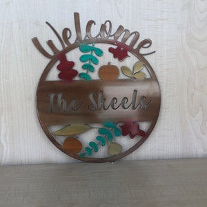 Personalized Metal Welcome Leaf Fall Fade Door Hanger/wall Art ...