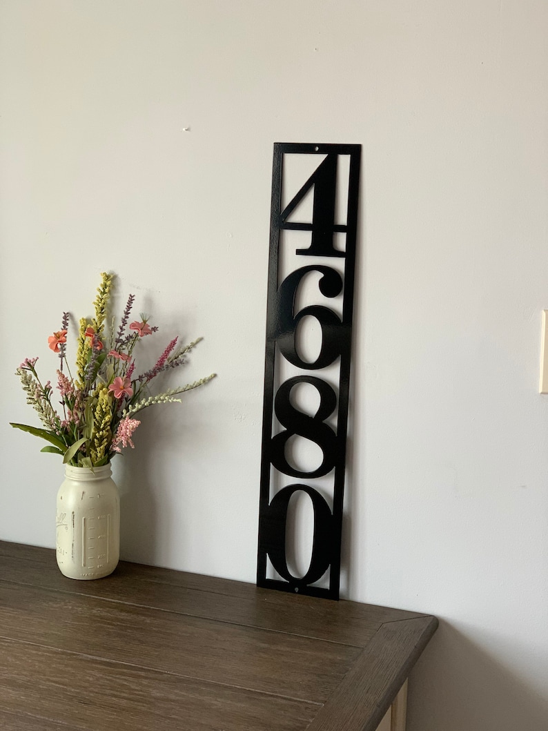 Vertical Metal Address Sign With Powder Coat House Numbers - Etsy