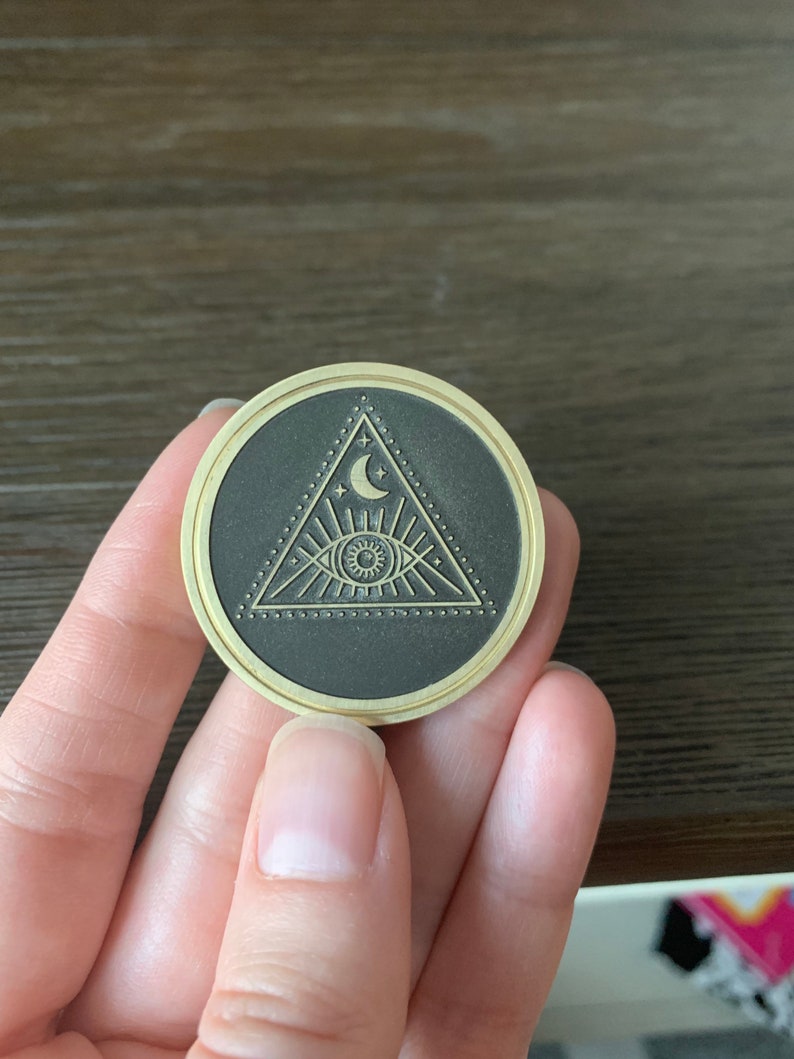 Moon Phase Engraved Brass Challenge Coin • Mystical Eye • Astrology ...