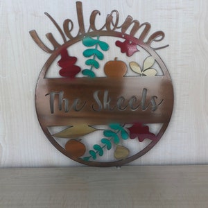 Personalized Metal Welcome Leaf Fall Fade Door Hanger/wall Art ...