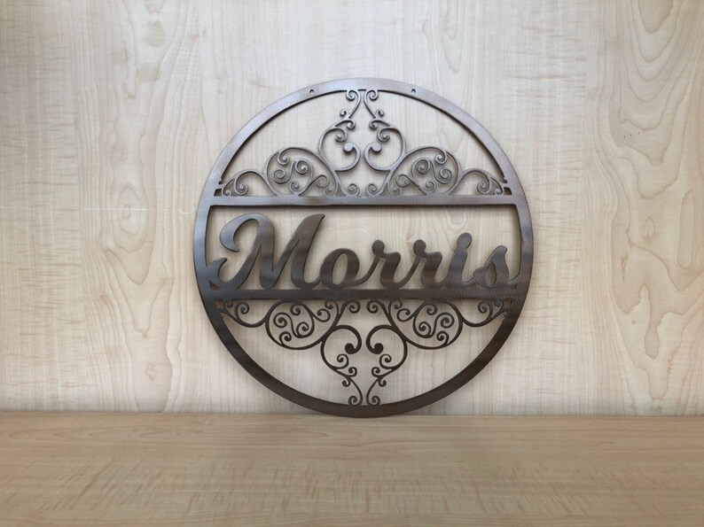 Personalized Last Name Monogram Circle Metal Wall Art With - Etsy