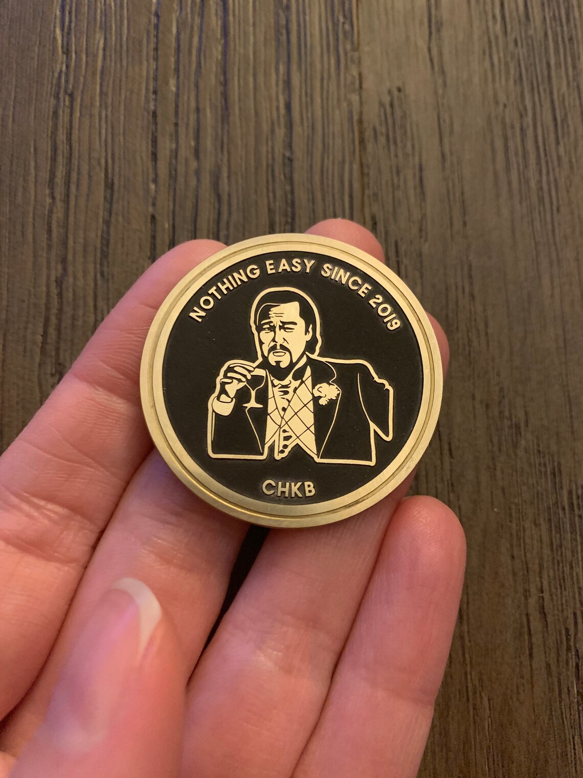 Engraved Face Silhouette Brass Challenge Coin: Custom Portrait Meme ...