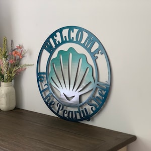 Personalized Seashell Metal Wall Art Sign - Customizable Weatherproof ...