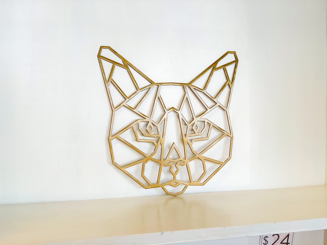 Geometric Cat Face Metal Wall Art - Etsy