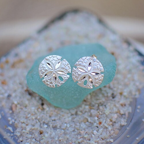 Sand Dollar Earrings Stud Earrings Sand Dollar Studs a - Etsy