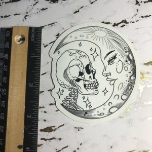 Skeleton and Moon Sticker - Etsy