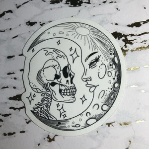Skeleton and Moon Sticker - Etsy