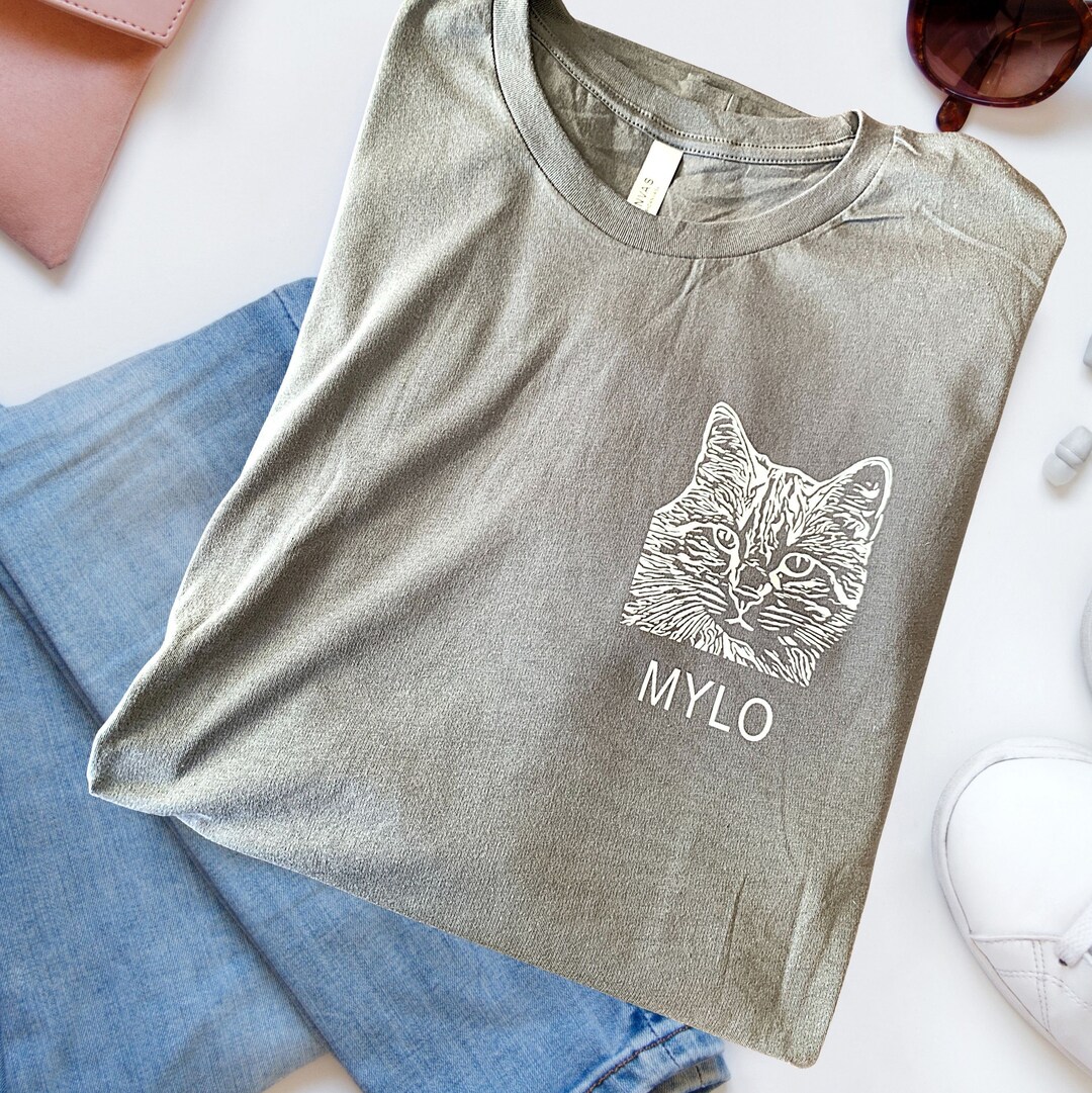 Custom Cat Tshirt Custom Cat Pocket T-shirt Personalized Cat - Etsy