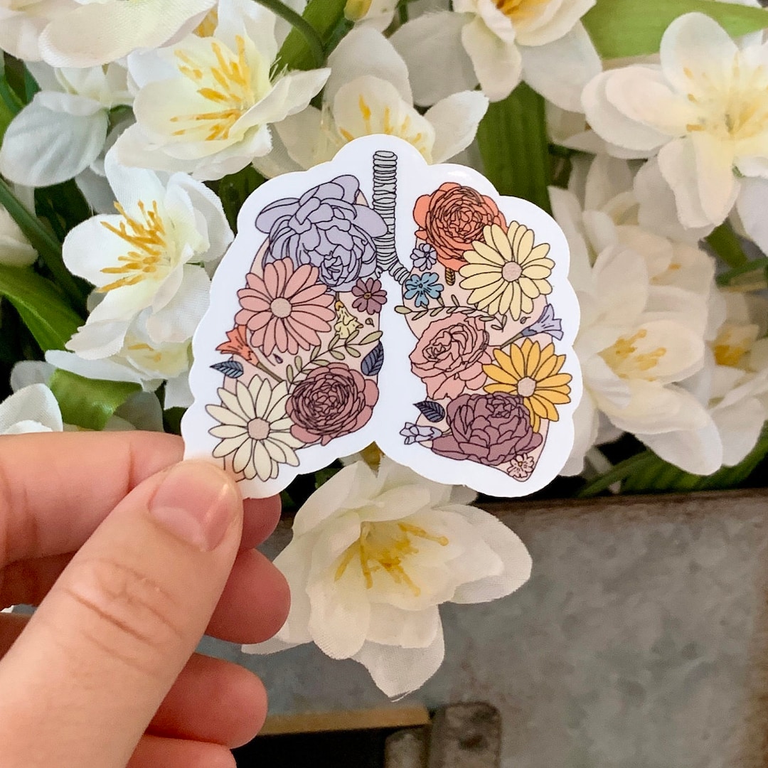 Floral Lung Sticker, Nurse Stickers, Medical Stickers, Lungs Sticker ...