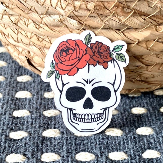 White Sugar Skull Sticker Halloween Stickers Laptop Stickers | Etsy