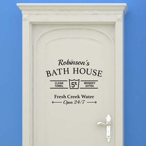 Bathroom Door Decal, Bath House Sign, Bathhouse Wall Art, Cabin Design ...