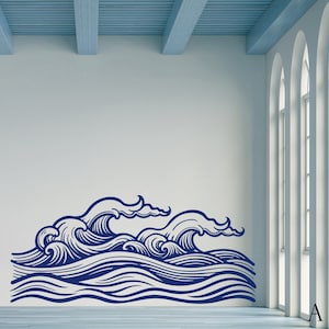Ocean Waves Wall Art, Waves Wall Decal, Ocean Waves Wall Decor, Beachy ...