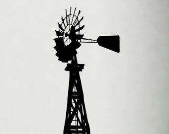Windmill Decal, Wind Mill Wall Decor, Farm Home Art, Nursery, Farming ...