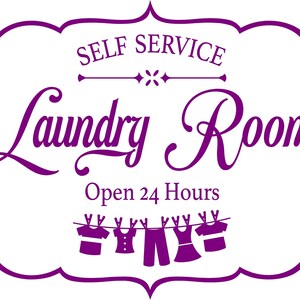 Laundry Room Decor, Clothesline Wall Decal, Self Service Sign Art ...