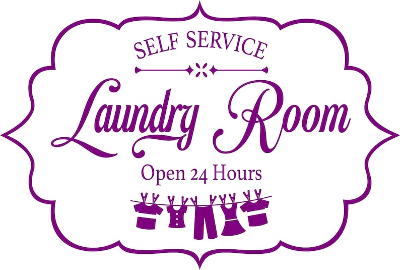 Laundry Room Decor, Clothesline Wall Decal, Self Service Sign Art ...