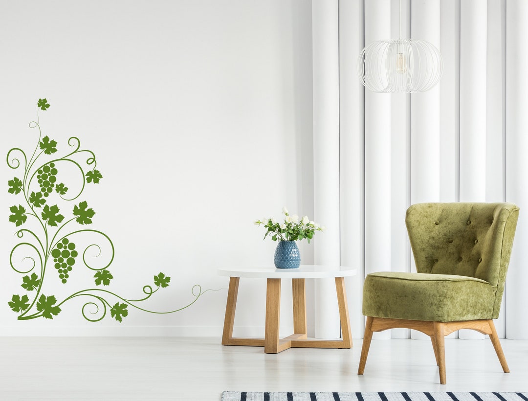Grapevine Wall Decal, Grape Vine Art, Corner Decals, Curly Vines ...