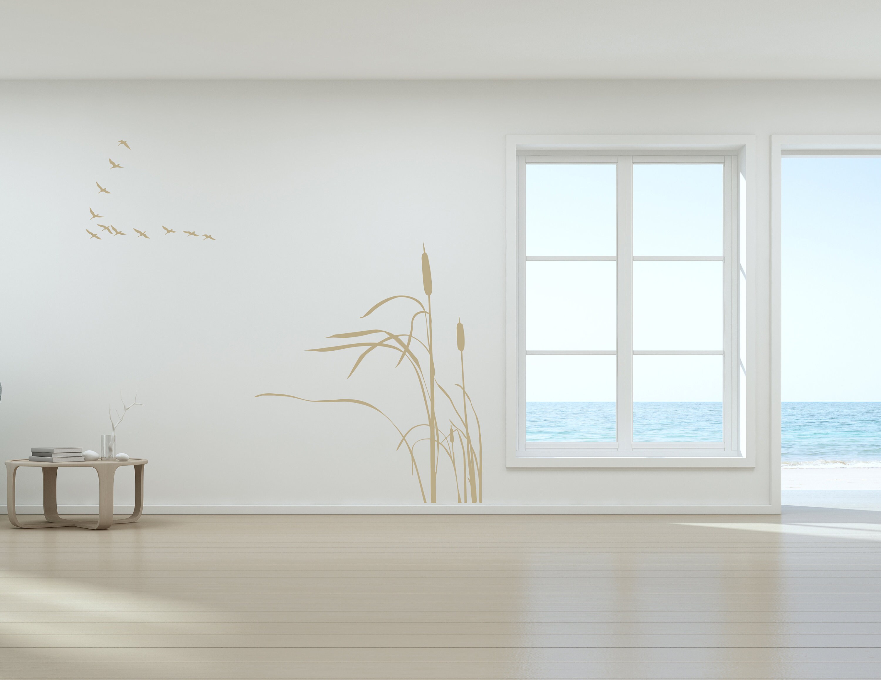 Cattails Decal, Cattails Wall Art, Birds Flying Wall Art, Birds in a V ...