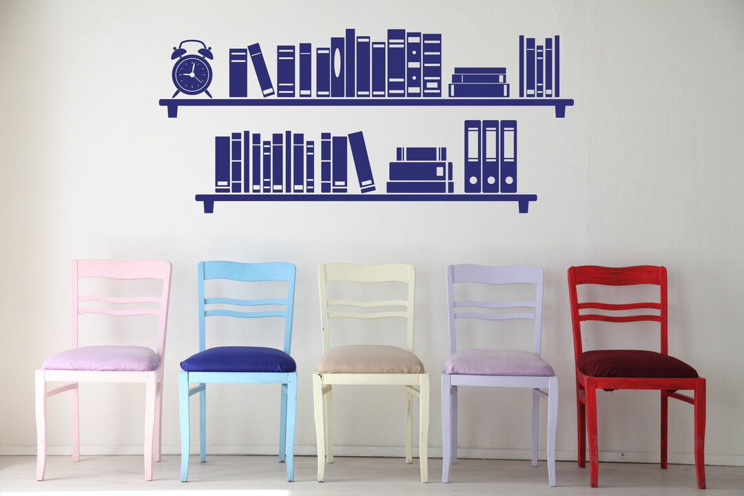 Bookshelves Wall Decal, Bookshelf Decor, Book Shelves Wall Decor, Book ...