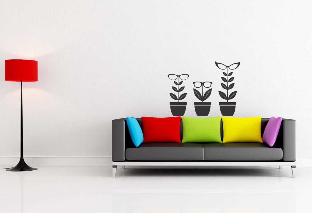 Eye Doctor Wall Decal, Optometry Design, Optometrist Wall Art, Potted ...