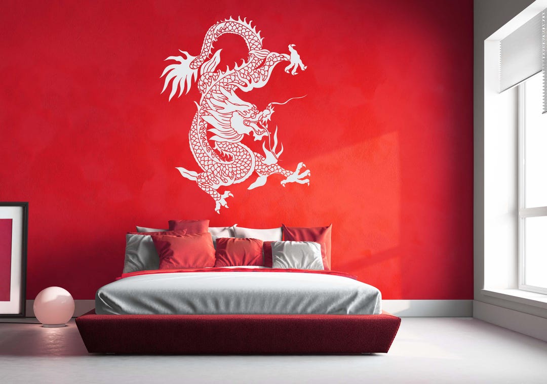 Dragon Wall Decal, Asian Inspired Wall Art, Zodiac Dragon Decor, Feng ...