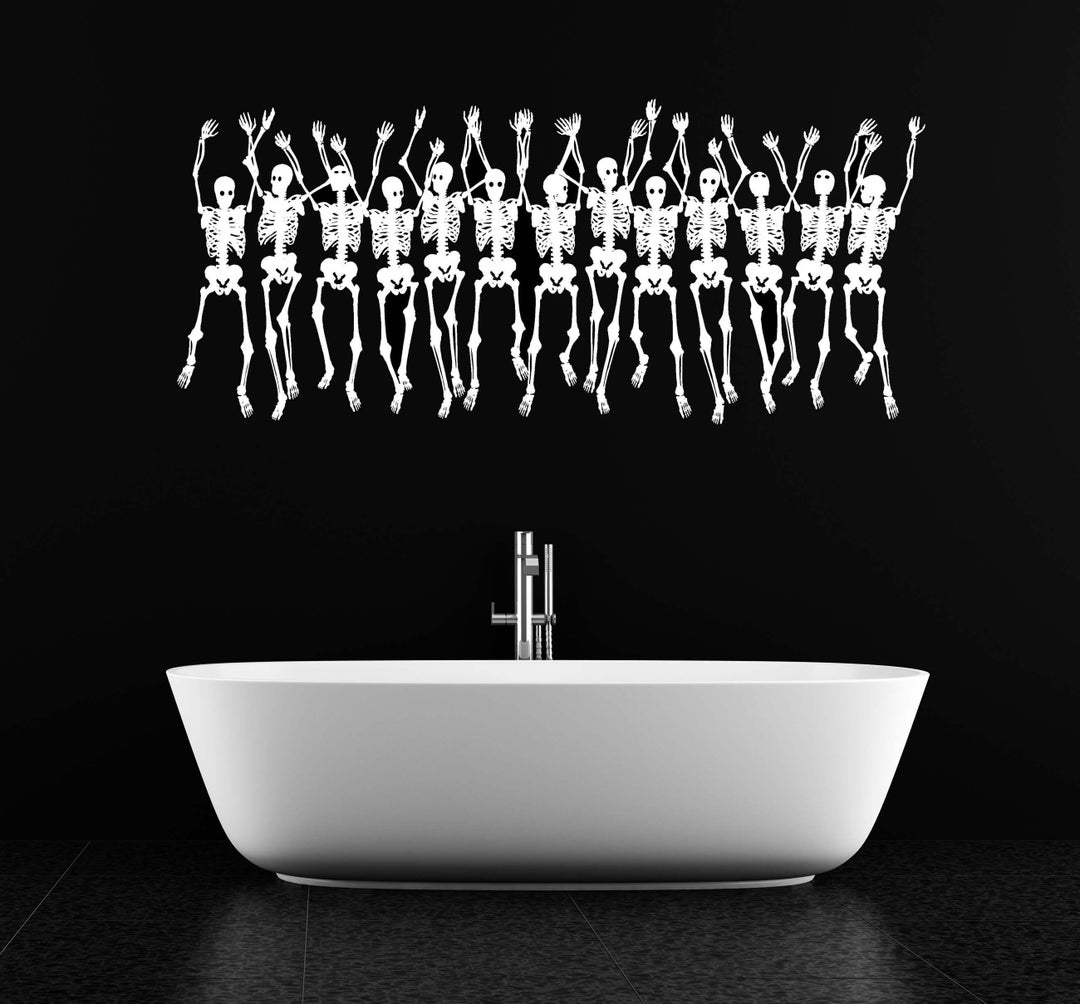 Skeleton Sticker, Skull Wall Decal, Bones, Skeleton Dance, Repeating ...
