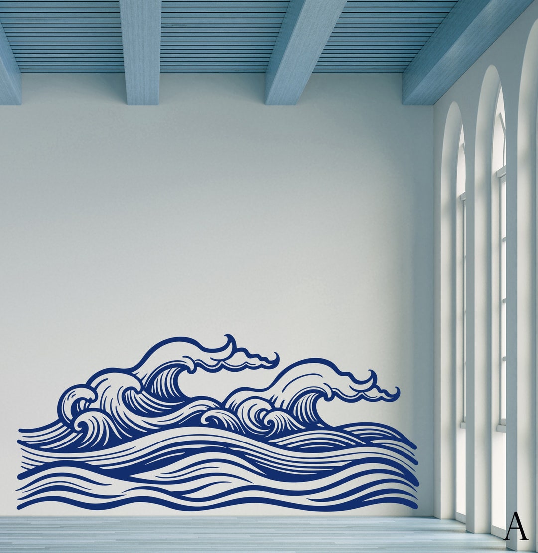 Ocean Waves Wall Art, Waves Wall Decal, Ocean Waves Wall Decor, Beachy ...