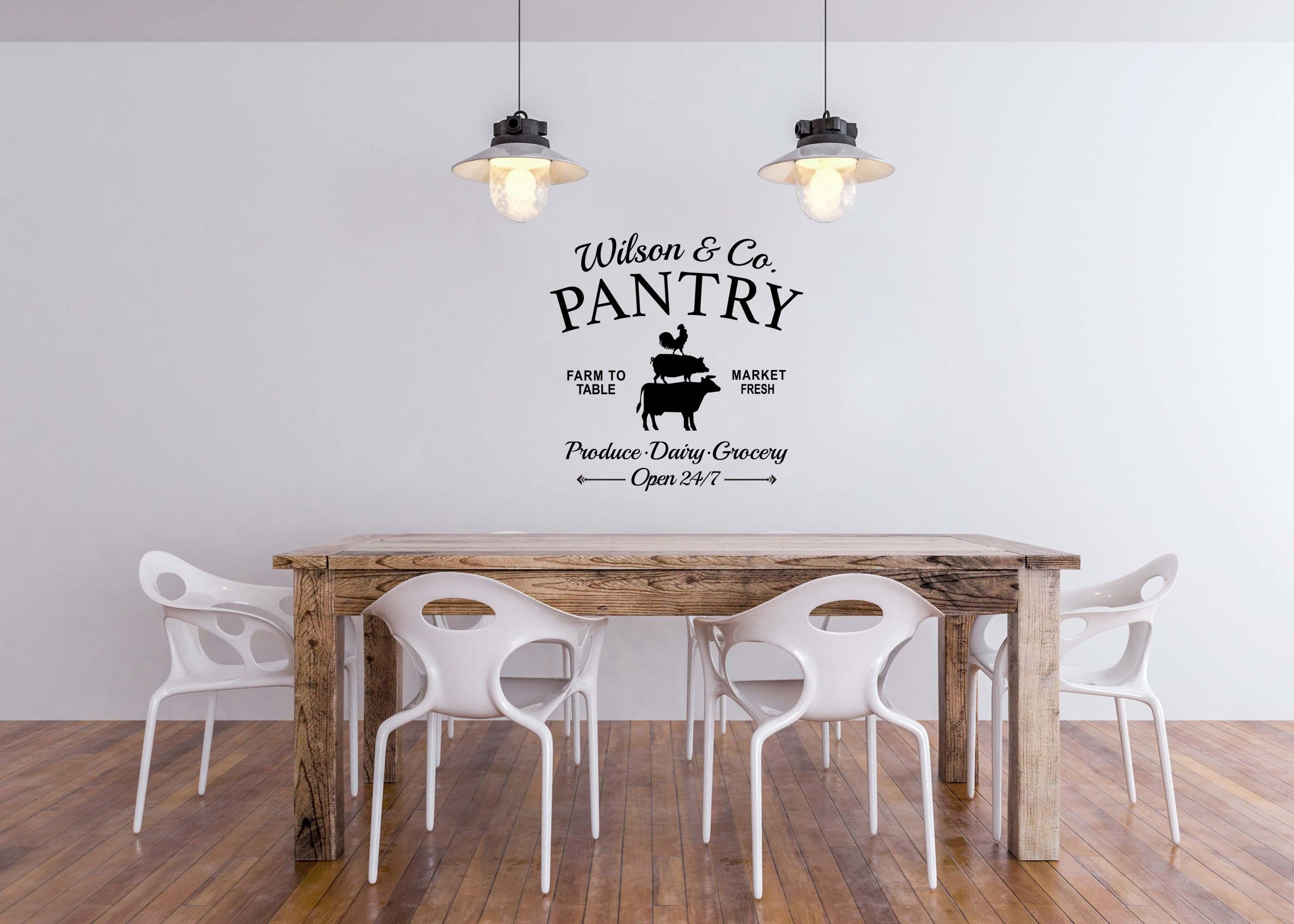 Personalized Pantry Door Sign, Custom Rooster Wall Decal, Cow Kitchen ...
