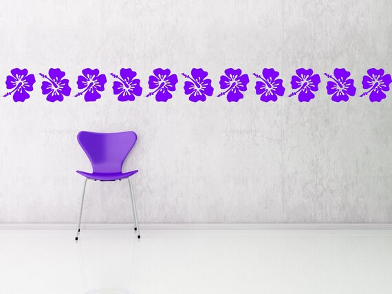 Hawaiian Flower Border Polynesian Decor Hibiscus Wall Decal | Etsy