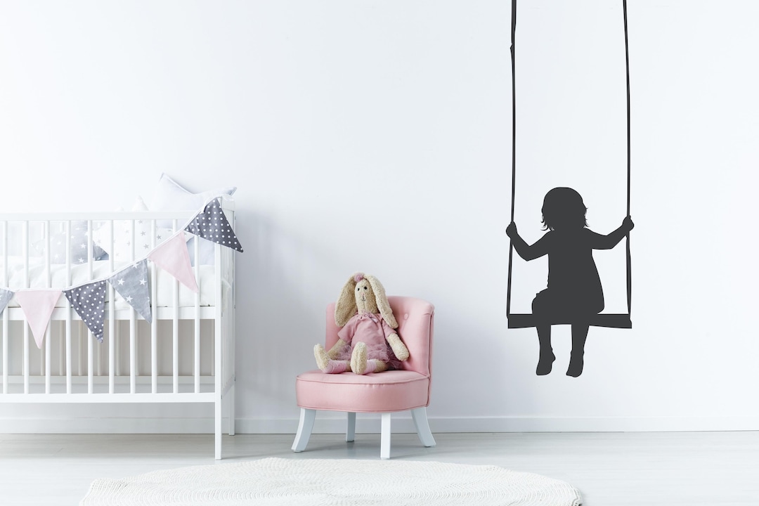 Child on Swing Wall Decal, Toddler Wall Decor Door, Toddler Playroom ...