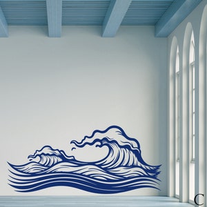 Ocean Waves Wall Art, Waves Wall Decal, Ocean Waves Wall Decor, Beachy ...